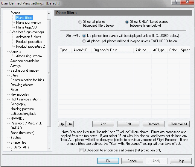 UDV Planes - Plane Filters